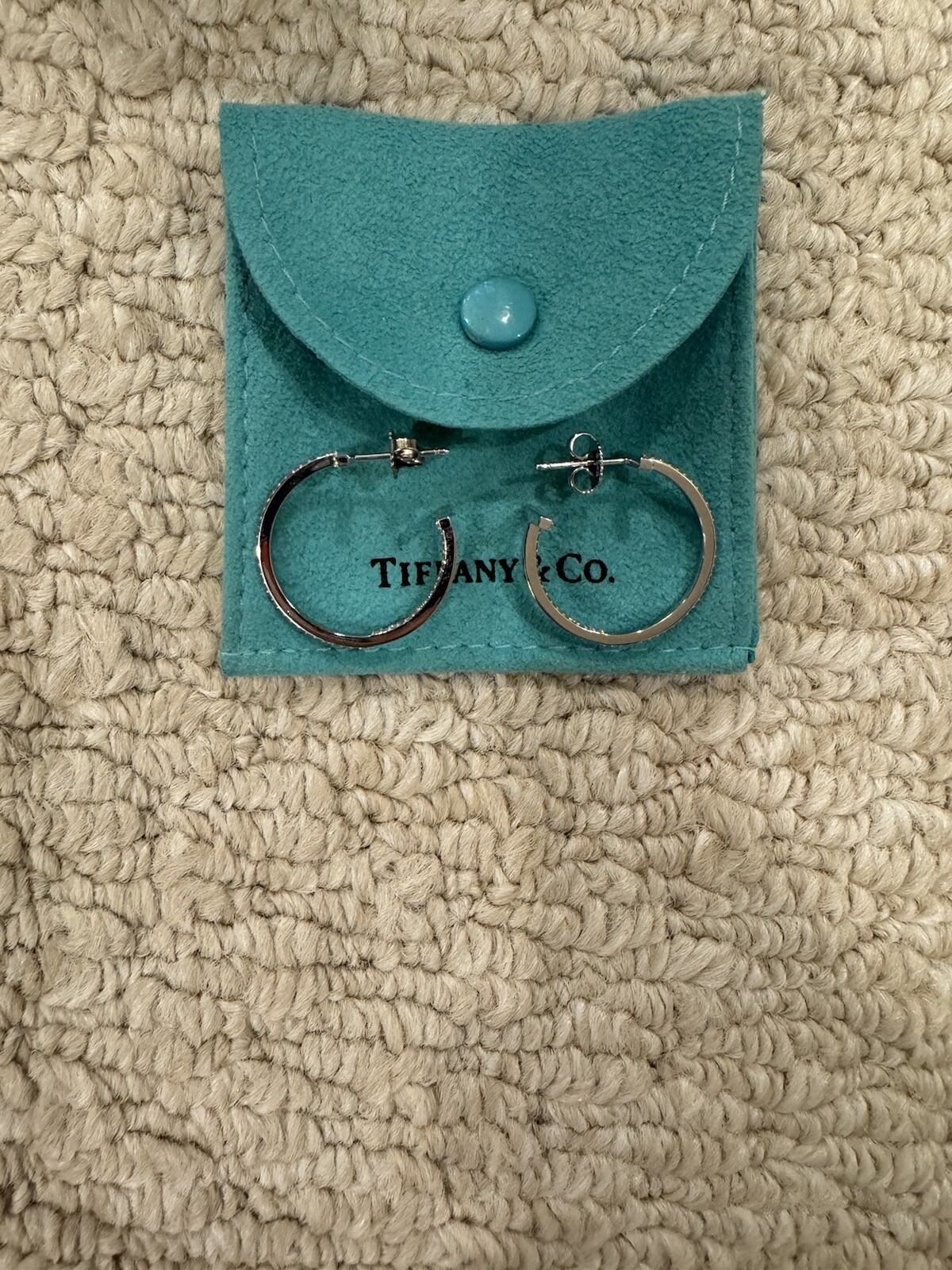 Tiffany & Co Diamond T Hoop Earrings | eBay