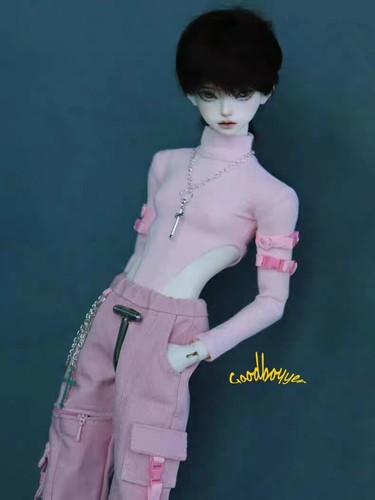 1/4MSD BJD Clothes PUNK Motorcycle Suit Bodysuit+Pant+Cap+2*Necklace ...