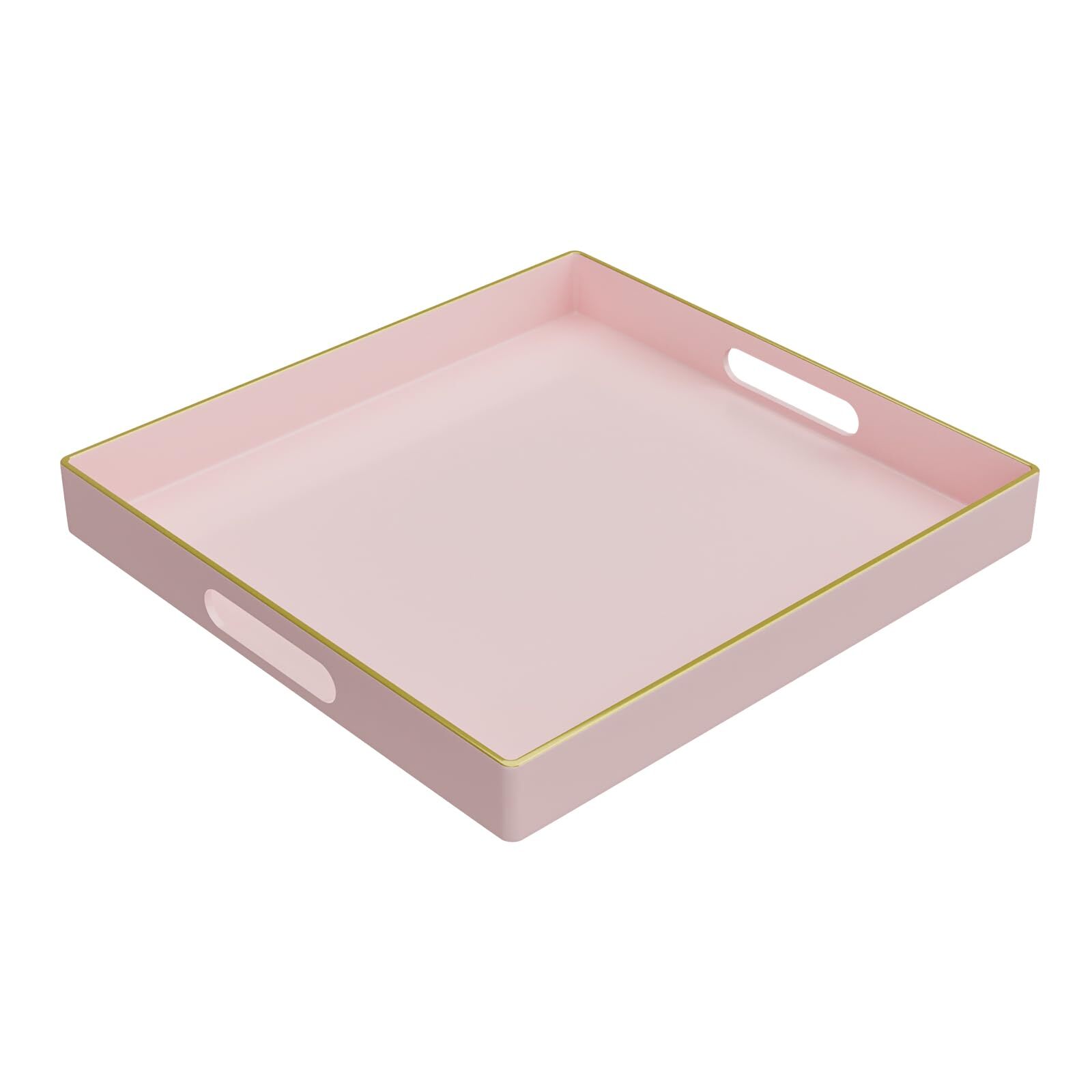 Decorative Tray Pink Serving Tray with Handles Coffee Table Tray Square ...