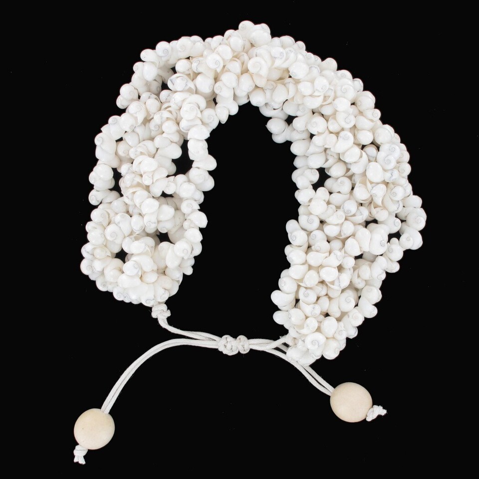 White Cluster Shells Drawstring Beaded Nantucket Surfer Bracelet 6.5-10 ...