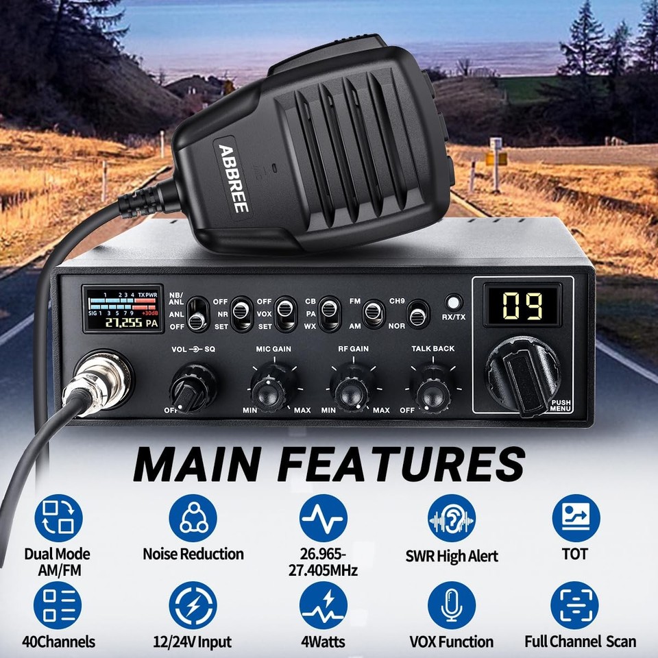 CB Radio Kit AM/FM Professional Long Range Portable CB Radio with ...