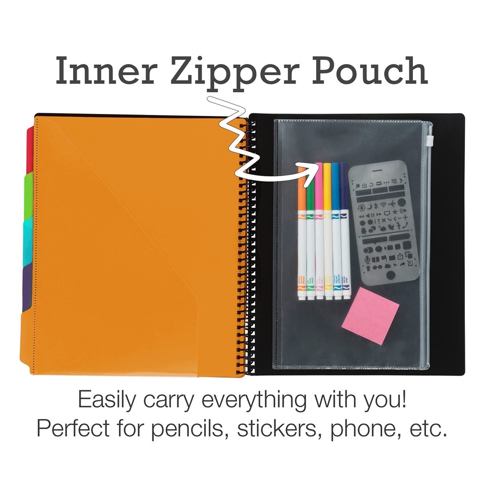 10 Pocket Poly Spiral Project Organizer Folder Binder for Office School ...