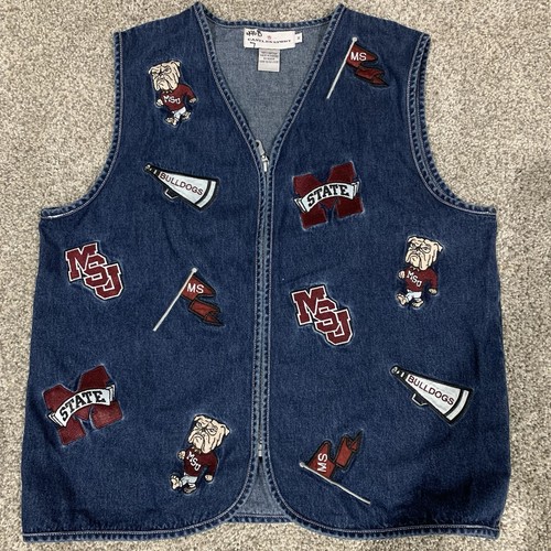 Castles Sport Vintage Mississippi State MSU Denim Blue Jean Vest Size M ...