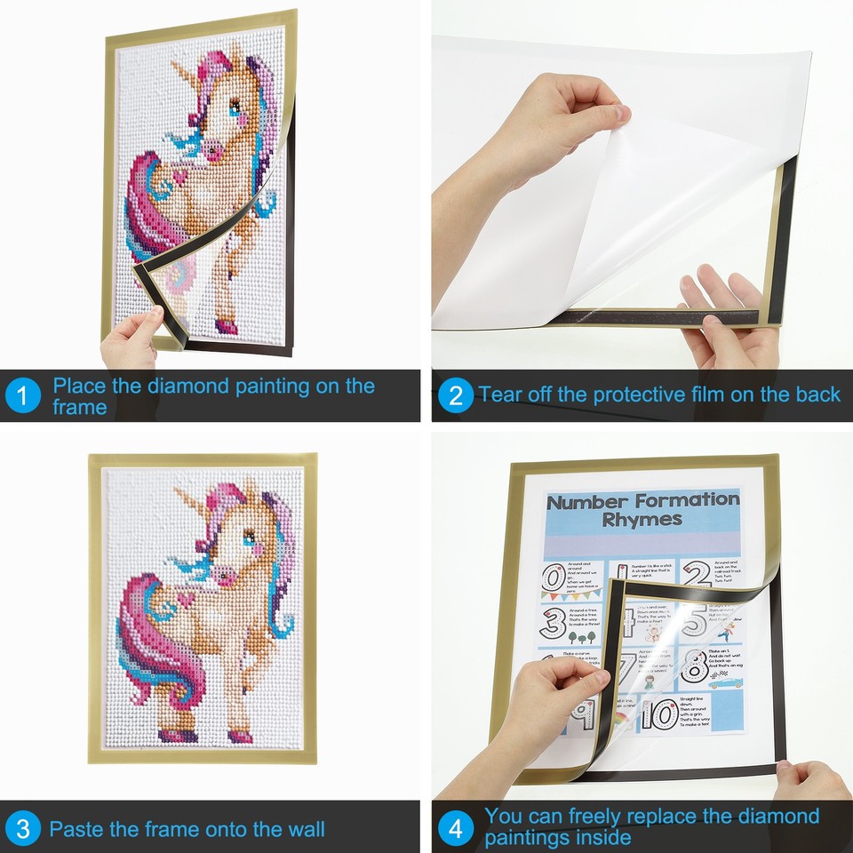 2pcs 12x12 Diamond Paintings Frame Magnetic Picture Frame,Golden | eBay UK