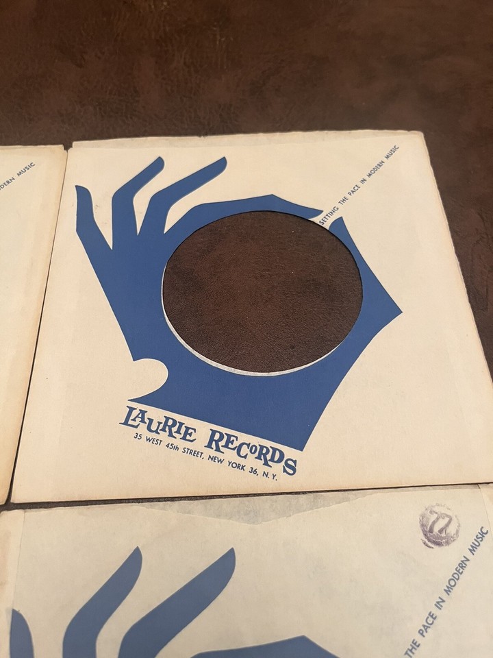 LAURIE Label (60s): Lot of 4 ORIGINAL 45 rpm Company Sleeves...NICE at ...