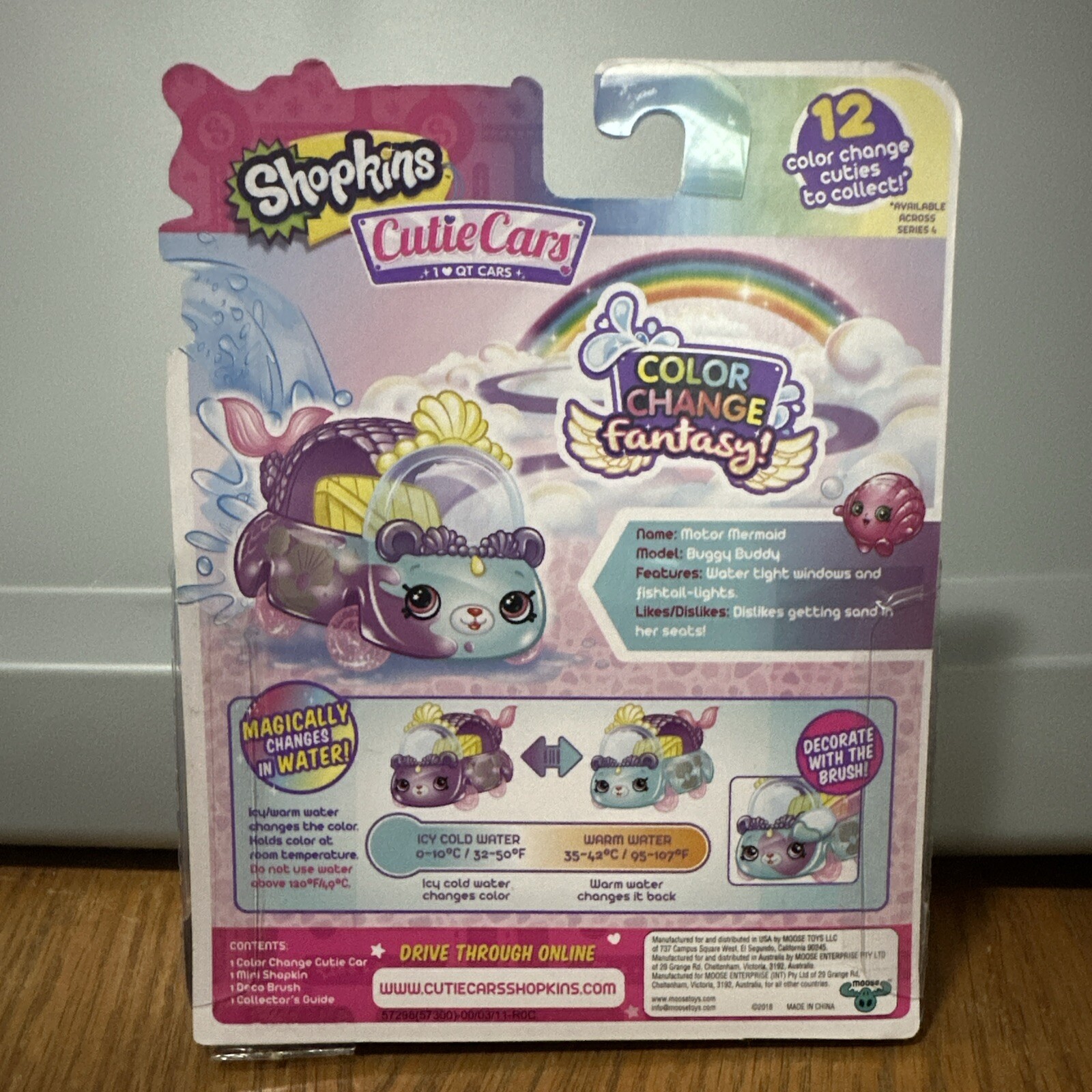 Shopkins Color Change Fantasy Cutie Cars Motor Mermaid QT4-C02 Diecast New!