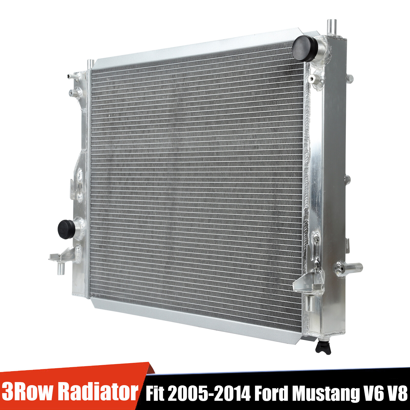 3 Row Aluminum Radiator For 2005-2014 Ford Mustang GT Base 3.7 3.9 4.0 ...