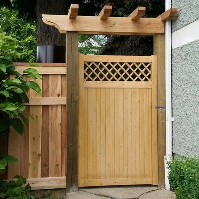 Wood Garden Gates Lattice Pedestrian Gate Outdoor Pinewood Fence Door ...