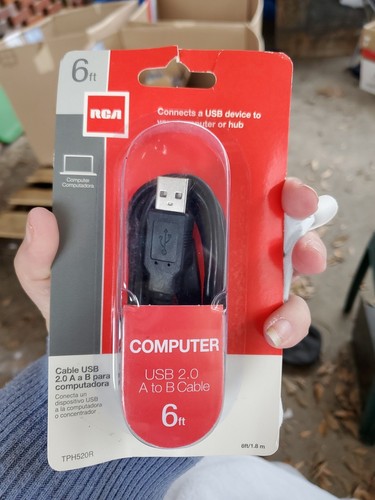 RCA Computer USB 2.0 A to B Cable 6-Feet (TPH520R) Connect USB To ...