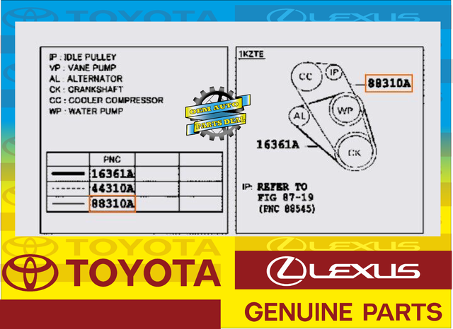 90916-02390 Genuine Toyota Belt V Cooler Compressor to Crankshaft Pull ...