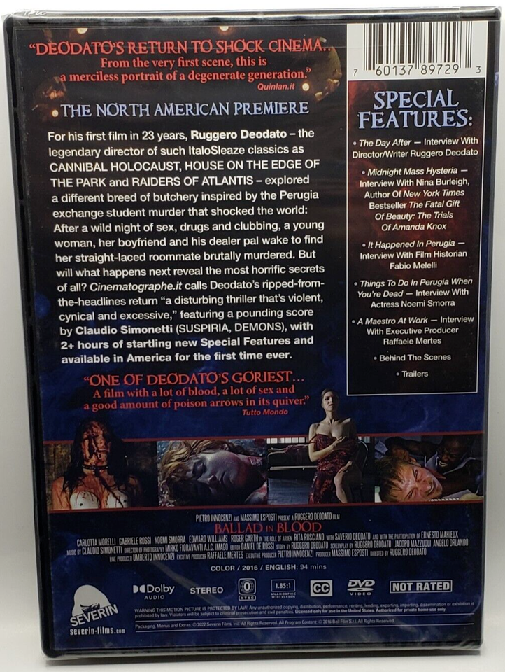 Ruggero Deodato's Ballad in Blood (DVD, 2016, Severin) Carlotta Morelli ...