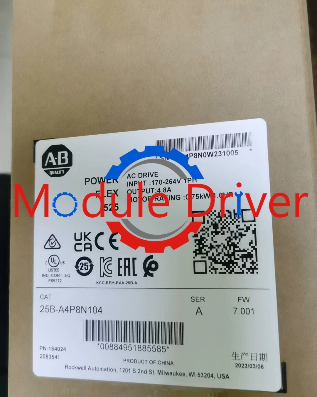 New In Box Allen Bradley 25B-A4P8N104 PowerFlex 525 AC Drive 240VAC SER ...