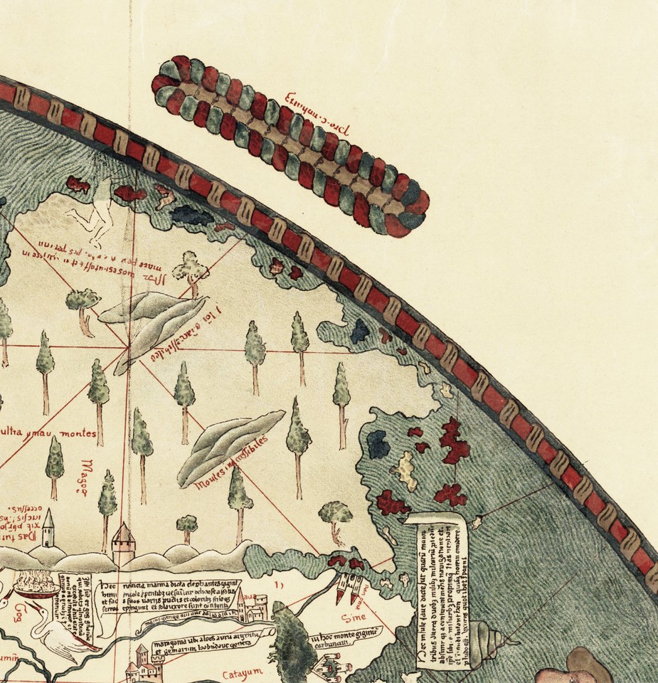 Genoese World Map 1457 Antique Reprint Historic Atlas Old Replica Art ...