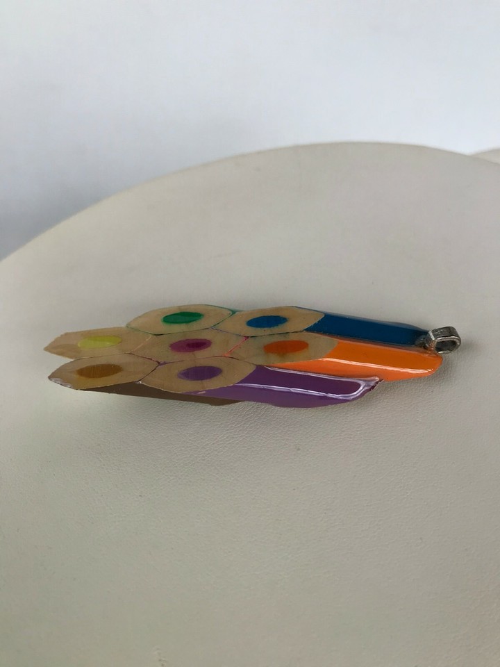 Handcrafted multicolour colour pencils in resin pendant artist teacher ...