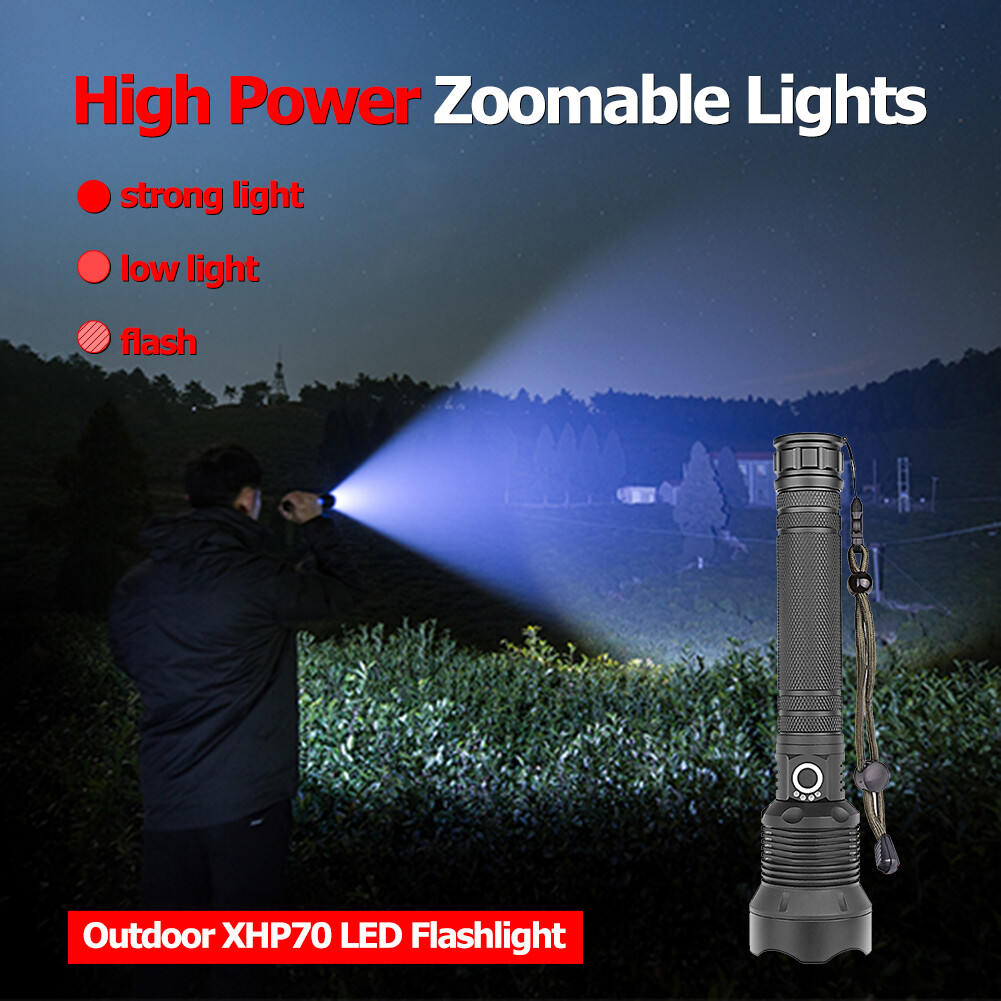 XHP70 LED Flashlight 3 Modes 2000LM Torch Light USB Rechargeable ...