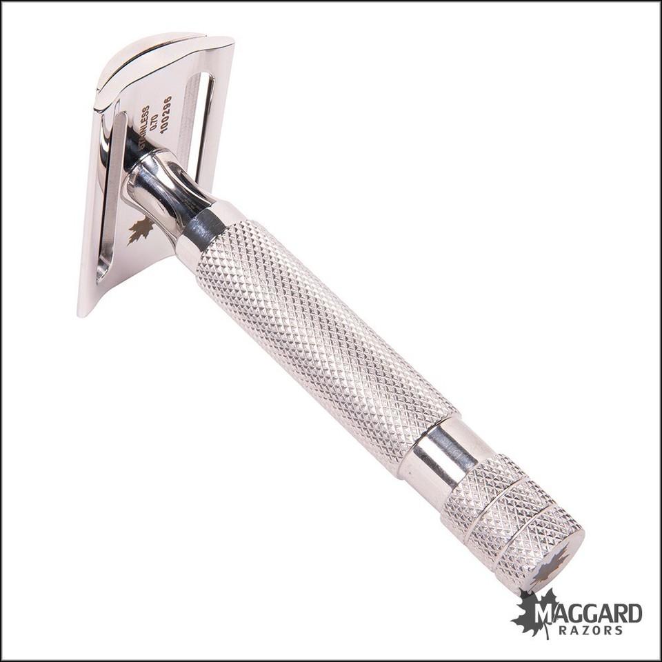 Maggard Razors SS70 Machined Stainless Head with MR11 Handle, DE Safety ...