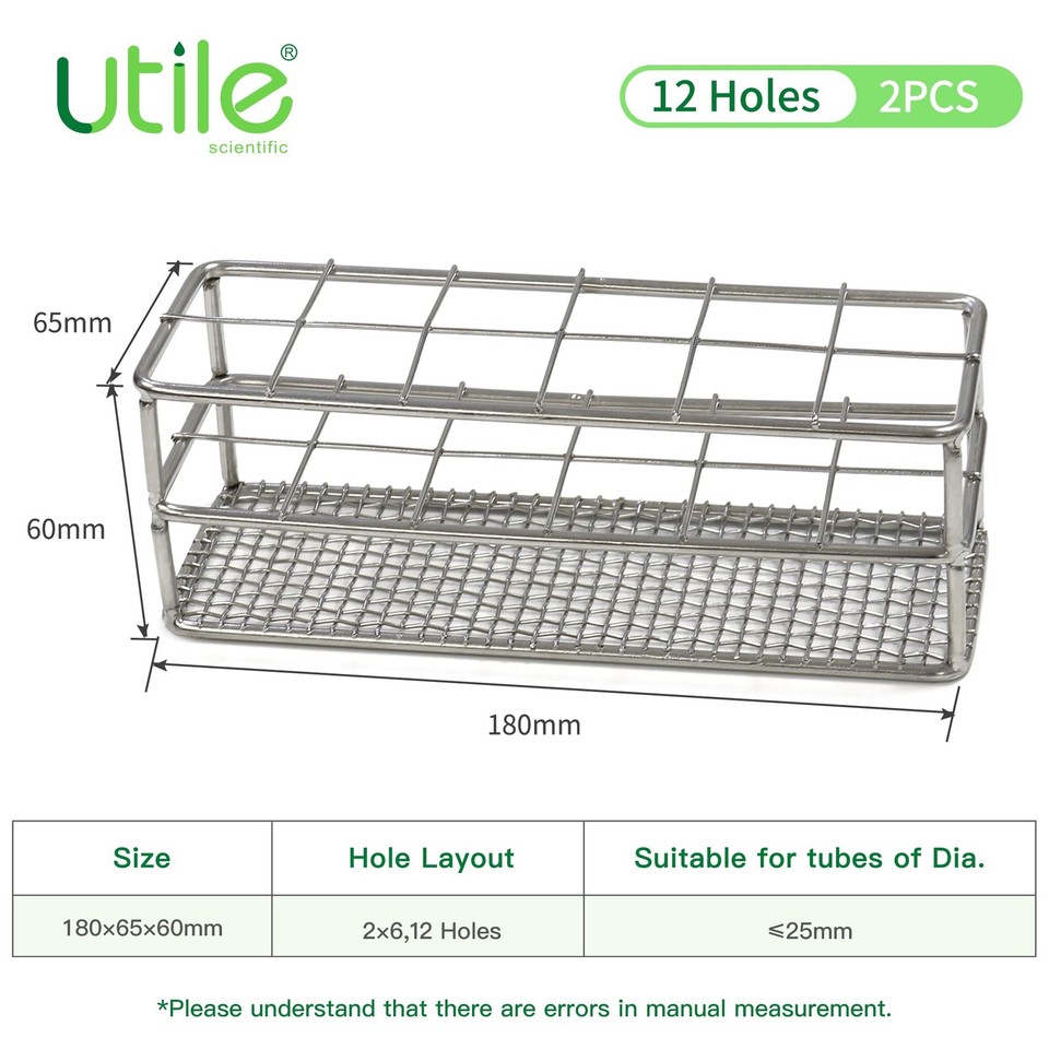 Utile 12-Hole Stainless Steel Test Tube Holder Rack 2pcs, Suitable for ...