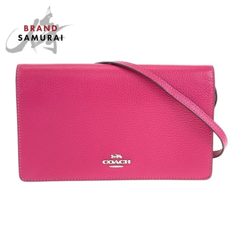 Excellent condition COACH Pink Silver Hardware Leather F30256 Shoulder ...