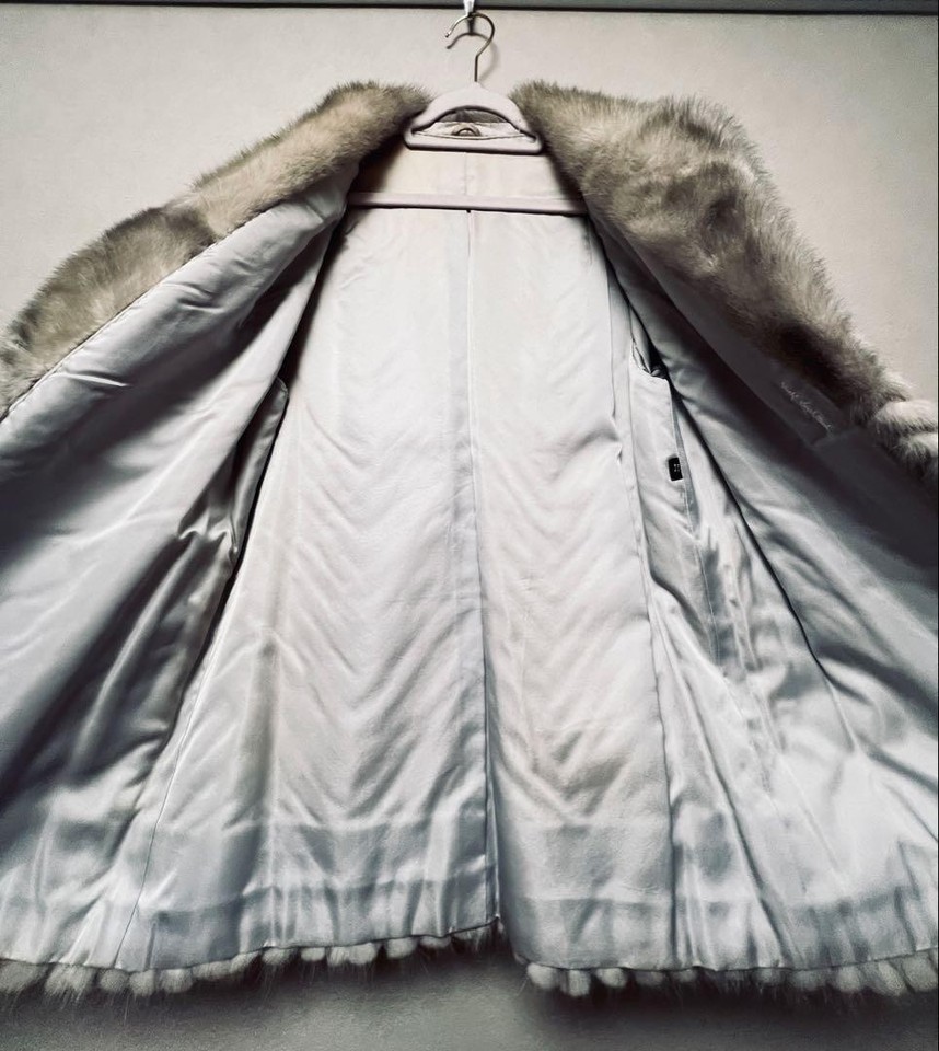 Sapphire Mink Fur Coat Herringbone Real Full Fur Mid-Length L-Size | eBay