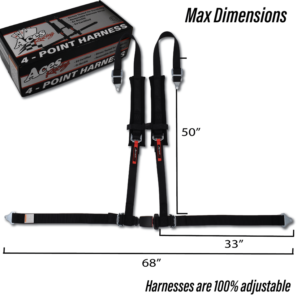 Black PAIR of 4 Point Harnesses for UTV's-RZR 1000-Off Road Vehicles | eBay