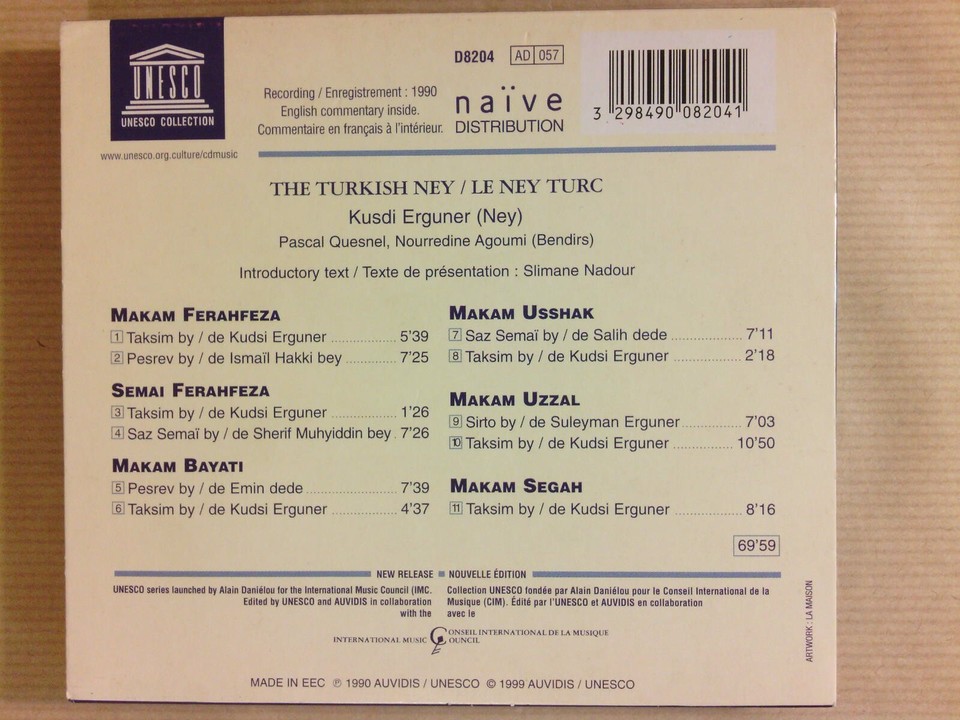 Rare CD / Turkey / The Turkish Ney / Kusdi Erguner / Very Good ...
