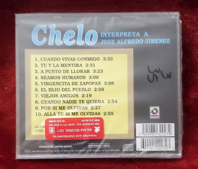 Interpreta A Jose Alfredo Jimenez By Chelo (CD, May-1999, Balboa ...