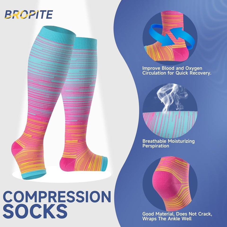 Toeless Compression Socks for Women&Men-2 Pairs Open Toe Compression ...
