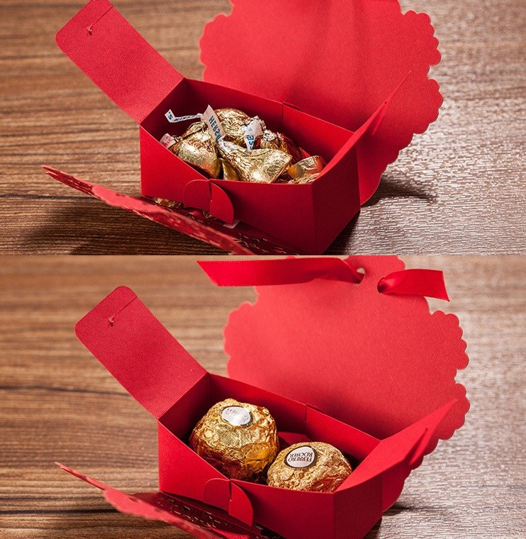 1/25/50/100PCS Luxury Wedding Favours Favor Boxes Love Heart Sweet ...