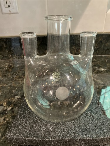 Pyrex 1000mL Glass Triple Neck Round Bottom Boiling Flask (34/45, 24/40 ...