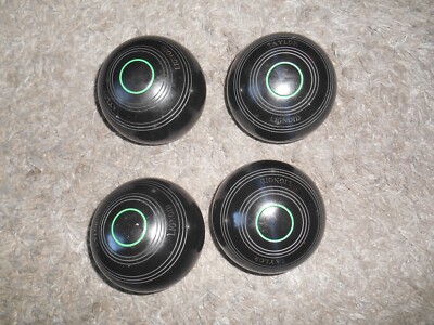 Thomas Taylor Black Size 5 Lignoid Lawn Bowls - Set of 4 - Good ...