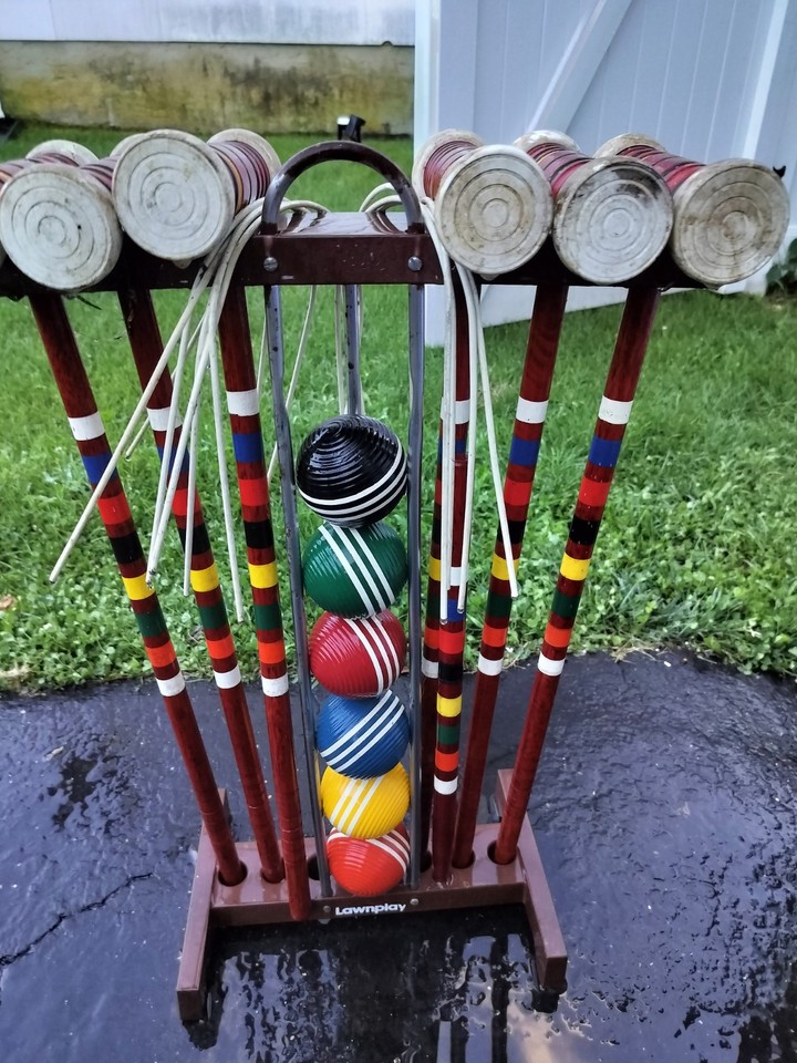 Vintage Croquet Set with Stand 6 Player Lawn Yard Game | eBay