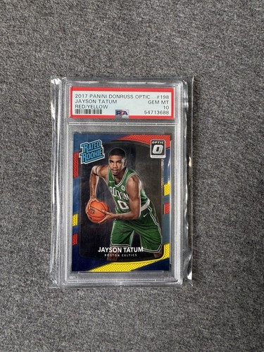 2017 Panini Donruss Optic Jayson Tatum Red/Yellow Rookie PSA 10 #198 BV ...