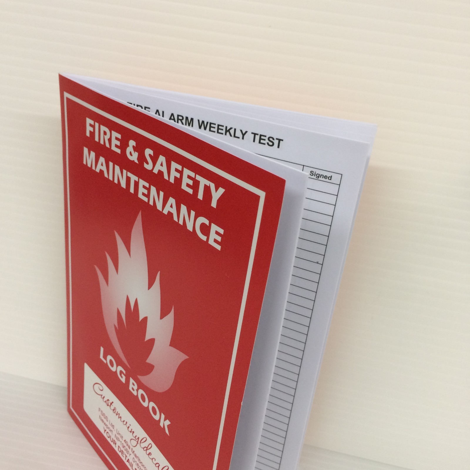 25 x FIRE LOG BOOK A5 PERSONALISED COMPLIANT LANDLORD SECURITY SAFETY ...