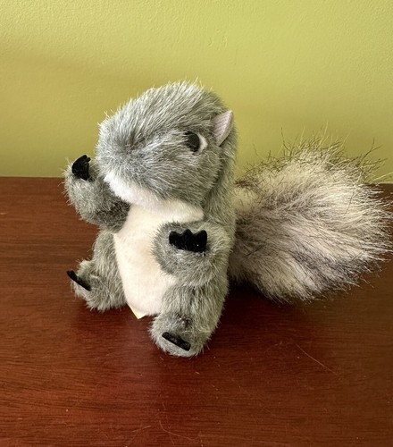 Folkmanis Mini Squirrel Gray Plush Finger Puppet Toy 5” Realistic Bushy ...