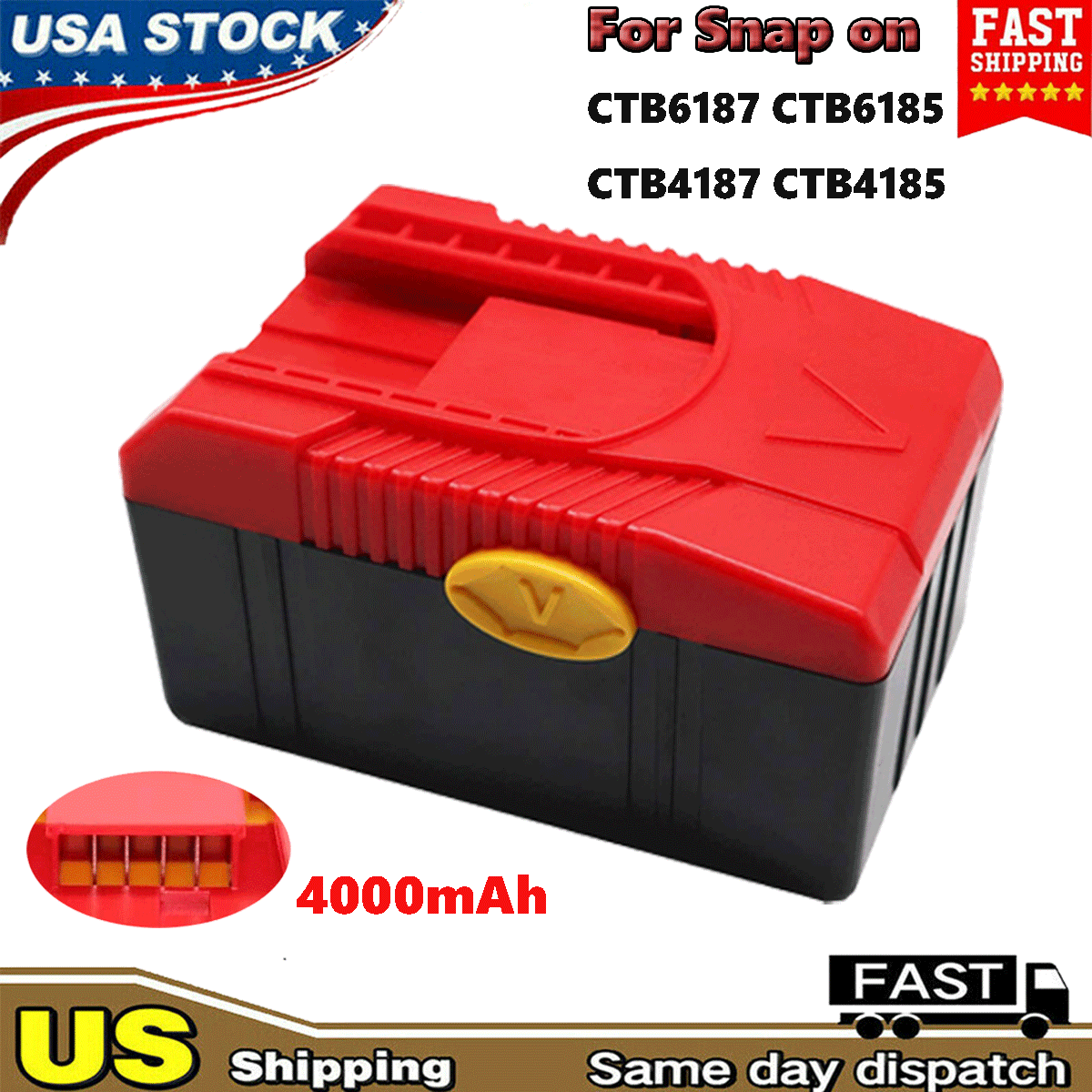 For Snap on 18V Battery 4Ah CTB6187 CTB4187 CTB6185 CTB4185 CT4850 ...