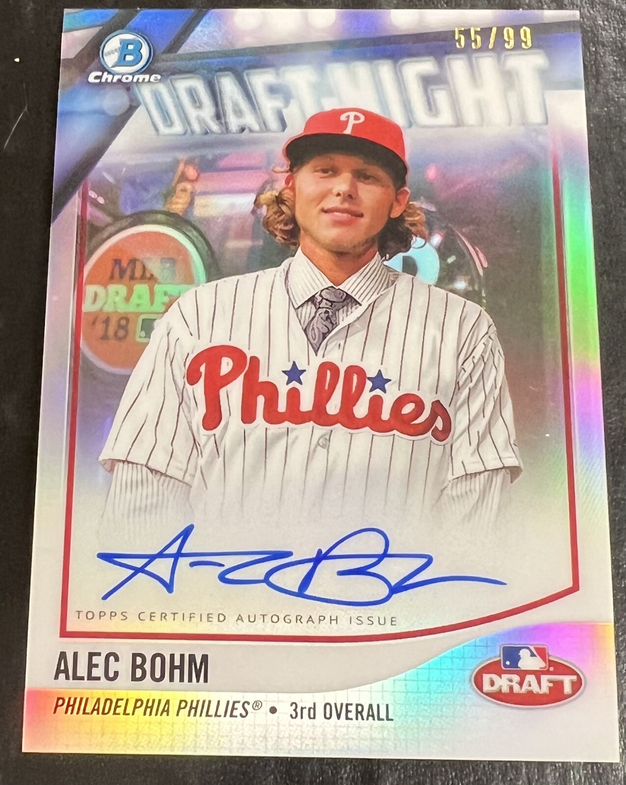 2018 Bowman Chrome Draft Night Auto/99 Alec Bohm RC Autograph Rookie ...