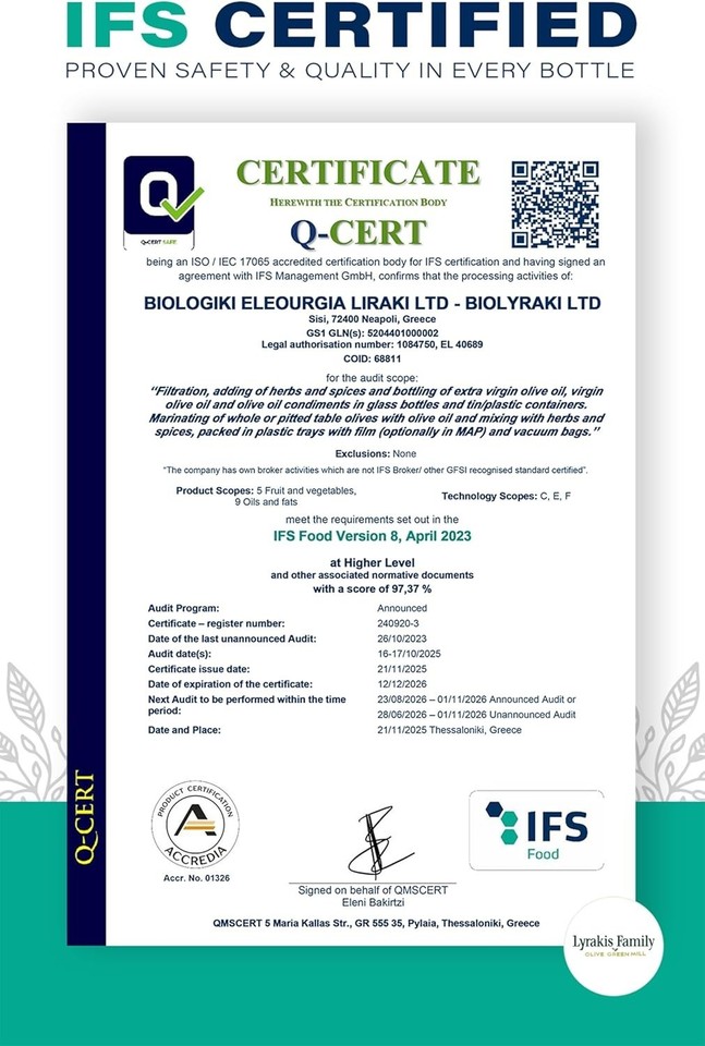 1L Organic Greek Extra Virgin Olive Oil - Low Acidity & No Additives ...