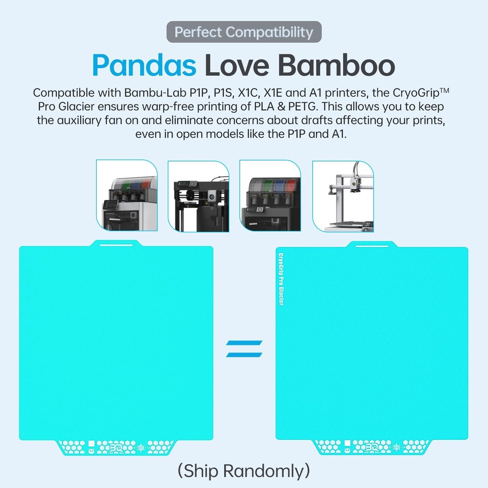 BIQU CryoGrip Pro Glacier Panda Build Plate for Bambu-Lab P2S P1S 257 ...