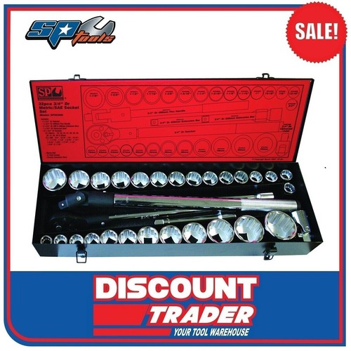 SP Tools Heavy Duty 32 Piece 12 Pt Metric SAE 3/4" Drive Socket Set ...