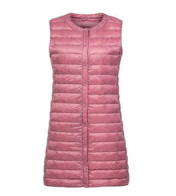 Women Ladies Ultralight Round Collar Waistcoat Down Long Sleeveless ...