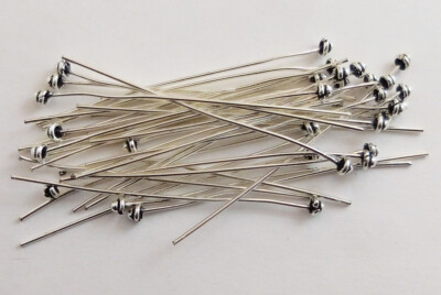 100 PCS BALI HEAD PIN ANTIQUE SILVER PLATED 20 GAUGE 3 INCH PIN 833 ...