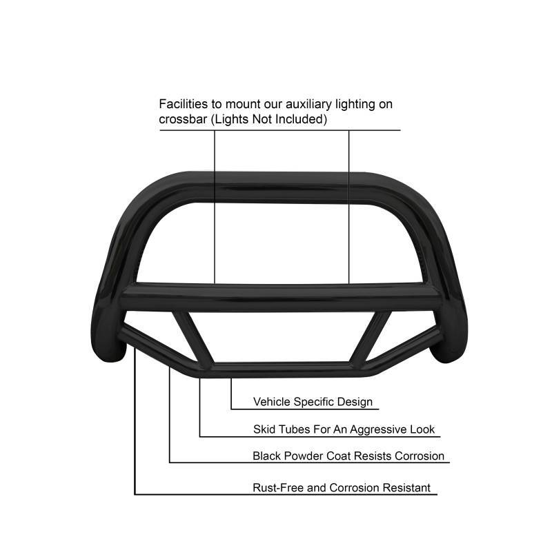 Black Horse Max Bull Bar Black Fits 2006-2014 Honda Ridgeline ...