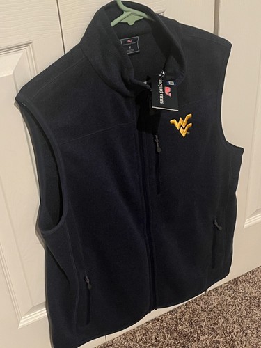 Mens Vineyard Vines WEST VIRGINIA UNIVERSITY Fleece Full Zip Vest M NWT ...