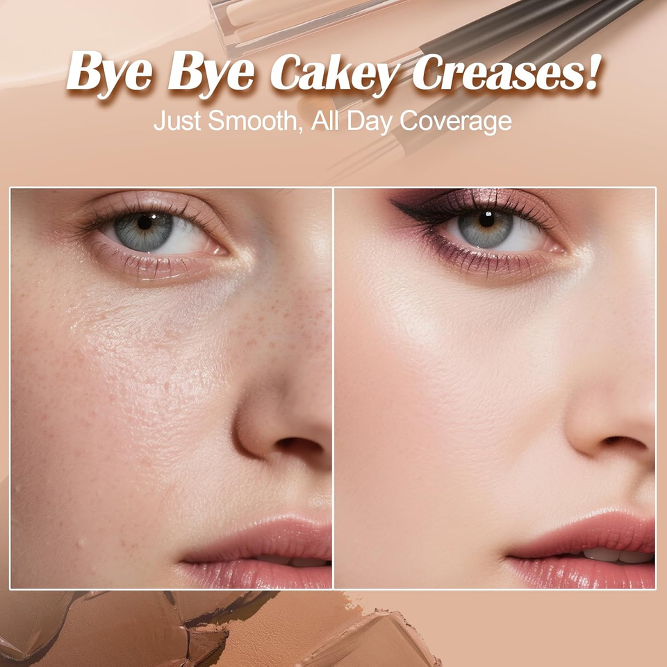 Concealer Brush under Eye, Small Triangle Brushes for Precise Coverage ...