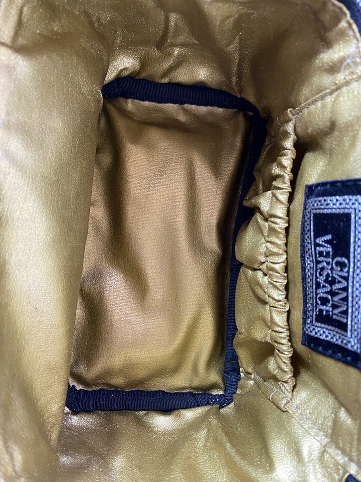 Vtg GIANNI VERSACE YELLOW CROWN BAROQUE PVC VANITY BAG | eBay