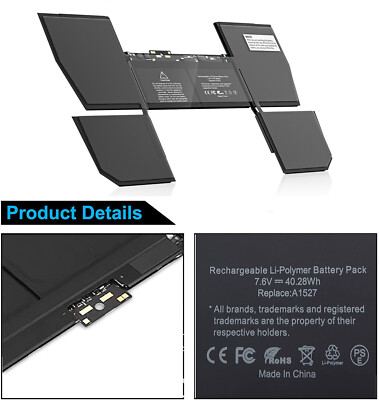 A1527 A1705 Battery For MacBook Retina 12inch A1534 2015 2016 Mid 2017 ...