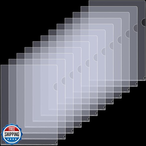 12 Pack Clear File Folders - A4/Letter Size Transparent L-Type Paper ...
