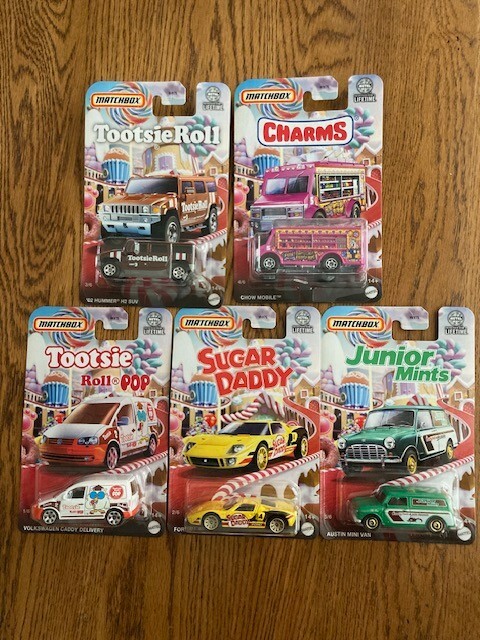 Matchbox Set of 5 Candy Cars Tootsie Roll Pop-Sugar Daddy-Tootsie Roll ...