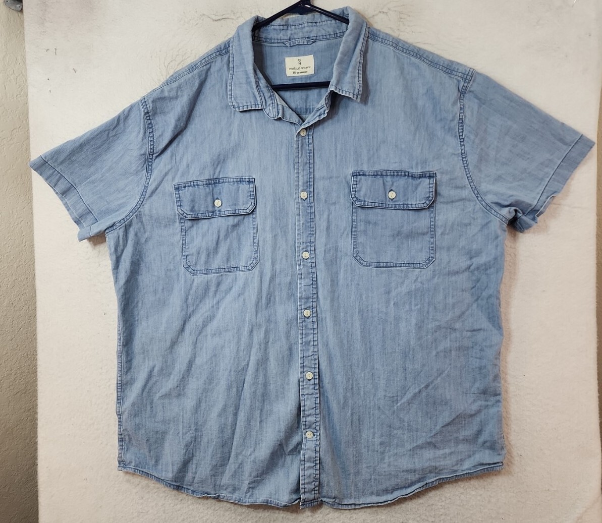 Mutual Weave Mens 2XL Blue Short Sleeve Button Front Shirt | eBay
