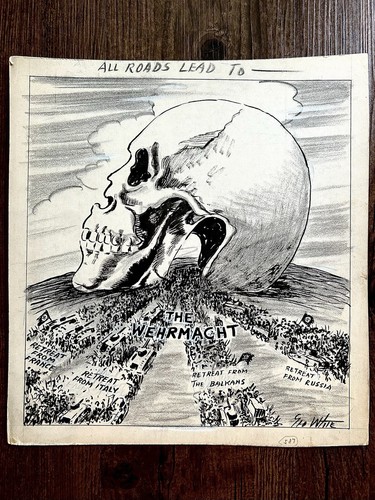 Rare Original 1944 WWII Political Cartoon – Skull & German Defeat ...